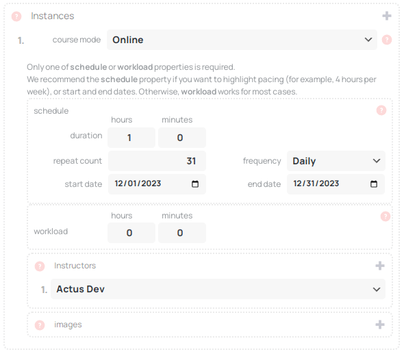 Course - Actus Deep Schema