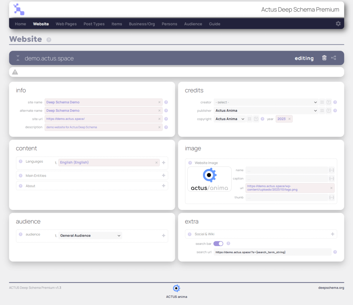 Website - Actus Deep Schema